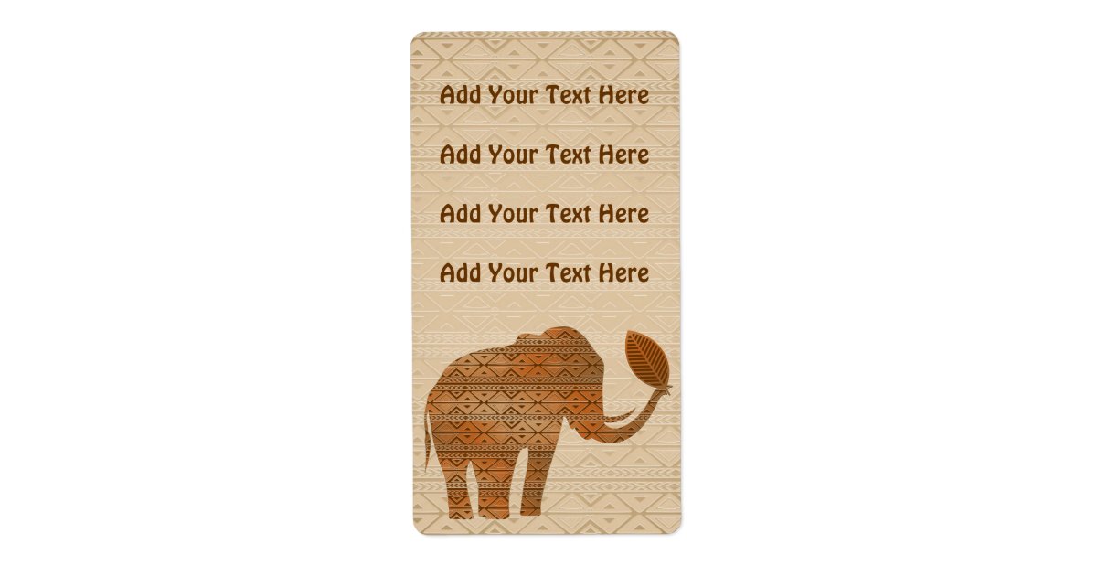 Elephant Tribal Art Design Labels | Zazzle