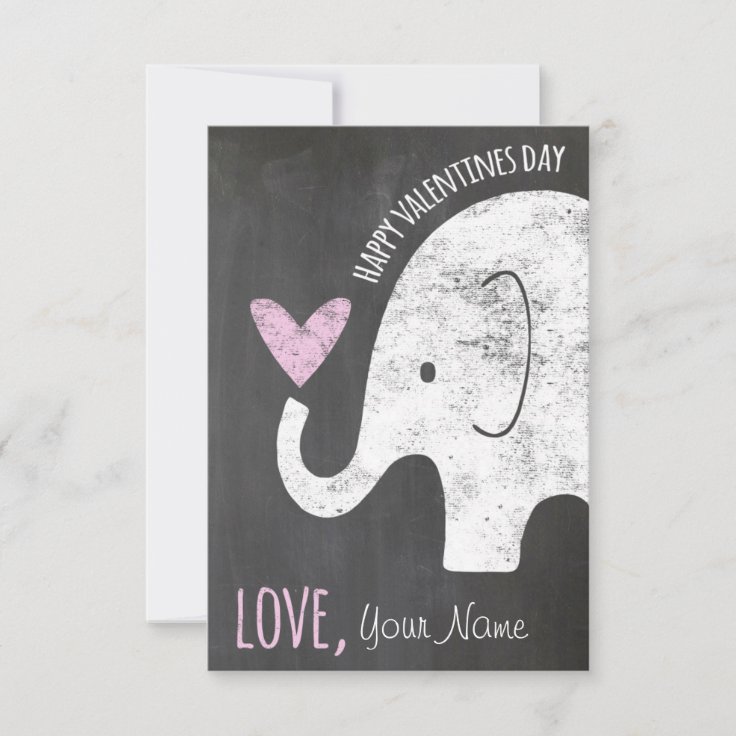Elephant Valentines Day Kids Card for Classroom | Zazzle
