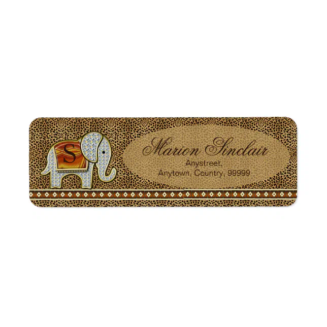 Elephant Walk Monogram Cheetah ID390 Label | Zazzle