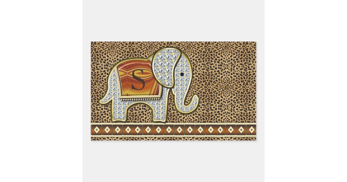 Elephant Walk Monogram Cheetah ID390 Rectangular Sticker | Zazzle
