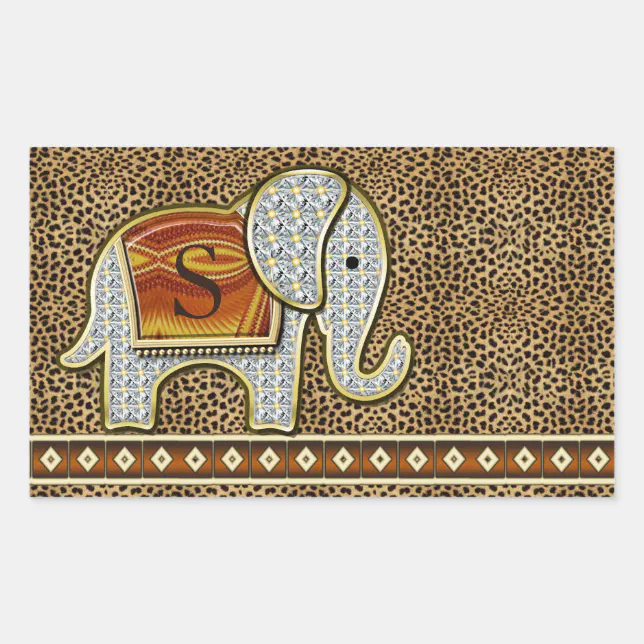 Elephant Walk Monogram Cheetah ID390 Rectangular Sticker | Zazzle