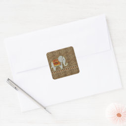 Elephant Walk Monogram Cheetah ID390 Square Sticker | Zazzle