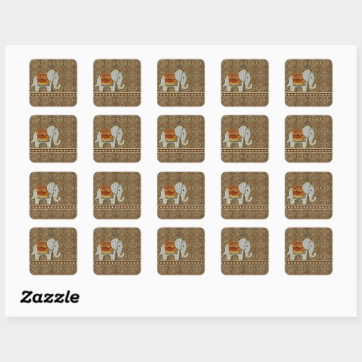 Elephant Walk Monogram Cheetah ID390 Square Sticker | Zazzle