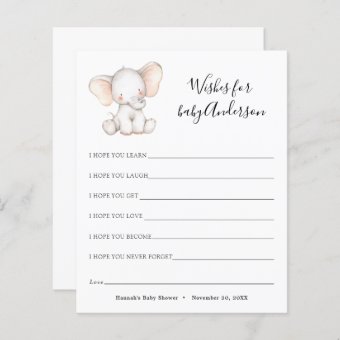 Elephant Wishes for Baby Card | Zazzle