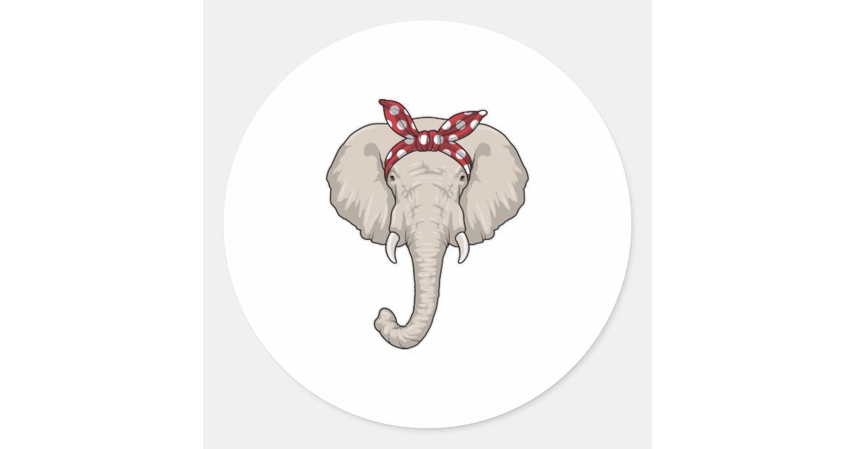 Elephant with Bandana Classic Round Sticker | Zazzle