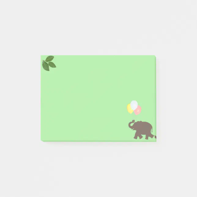 Elephant with Party Balloons & Laurel Leaves Post-it Notes | Zazzle