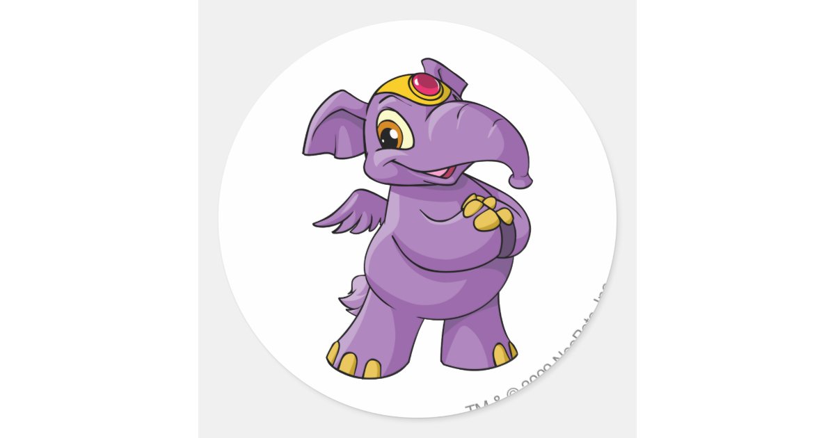 Elephante Purple Classic Round Sticker | Zazzle