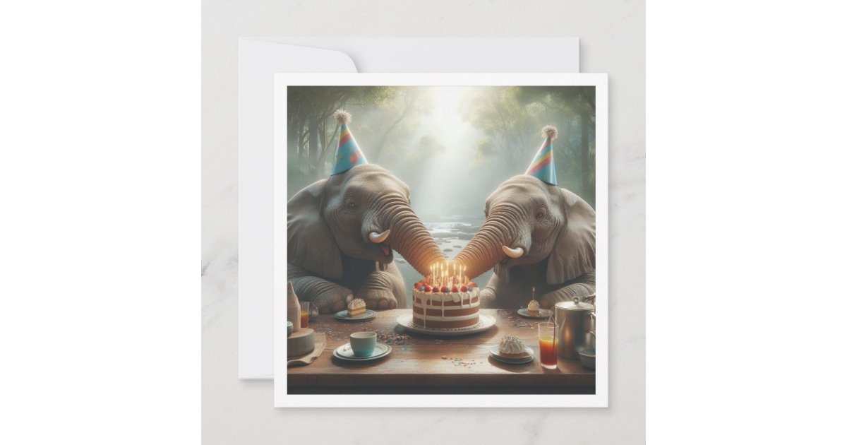 Elephants celebrating, elephant birthday invite | Zazzle