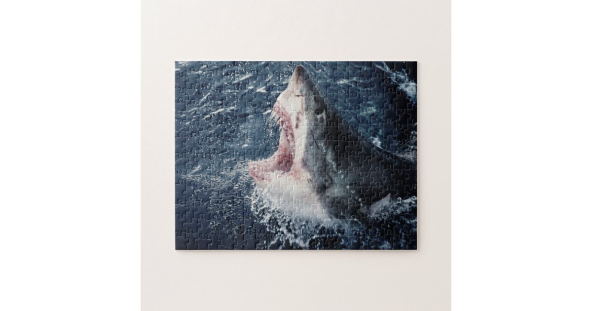 Elevated Shark mouth open Jigsaw Puzzle | Zazzle