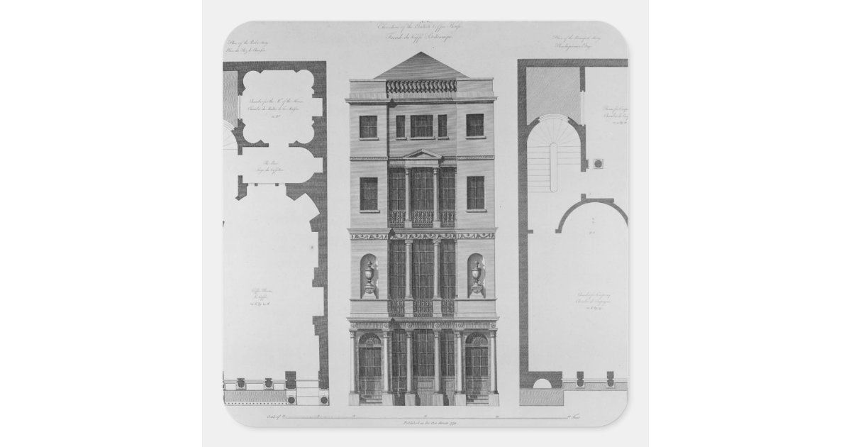 Elevation of the British Coffee House Square Sticker | Zazzle