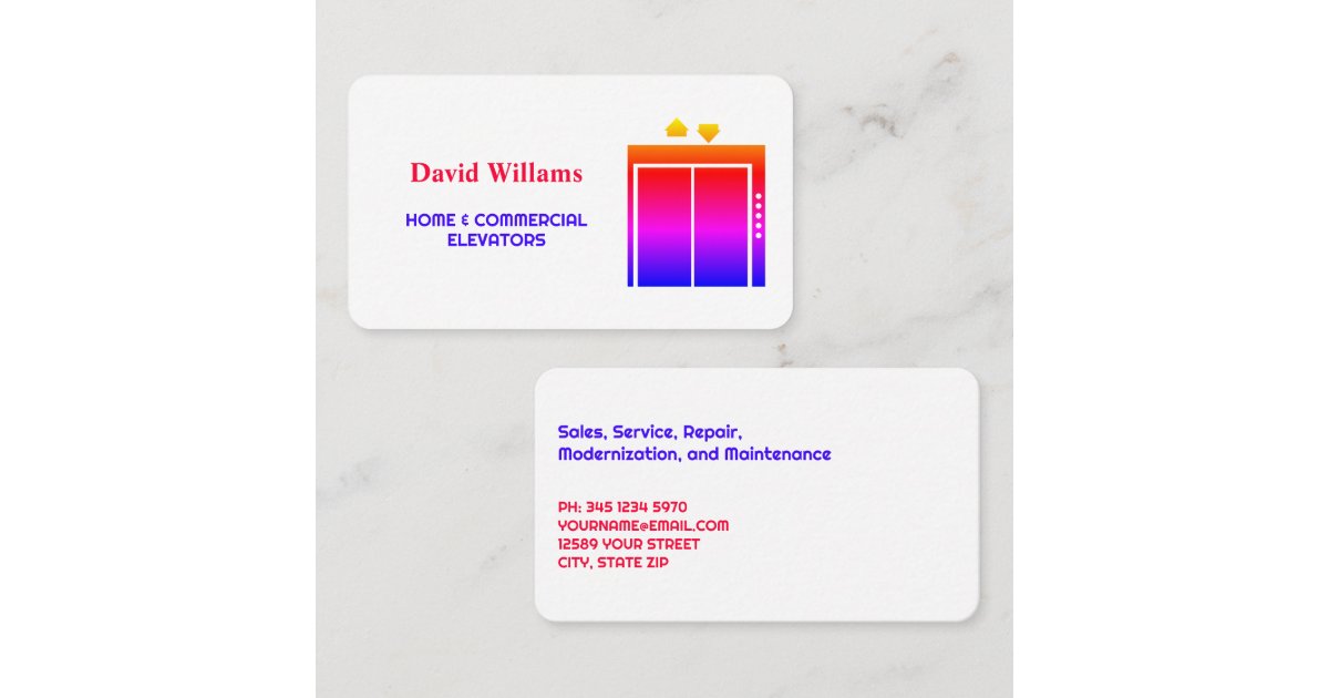 Elevator Service Maintenance Business Card | Zazzle