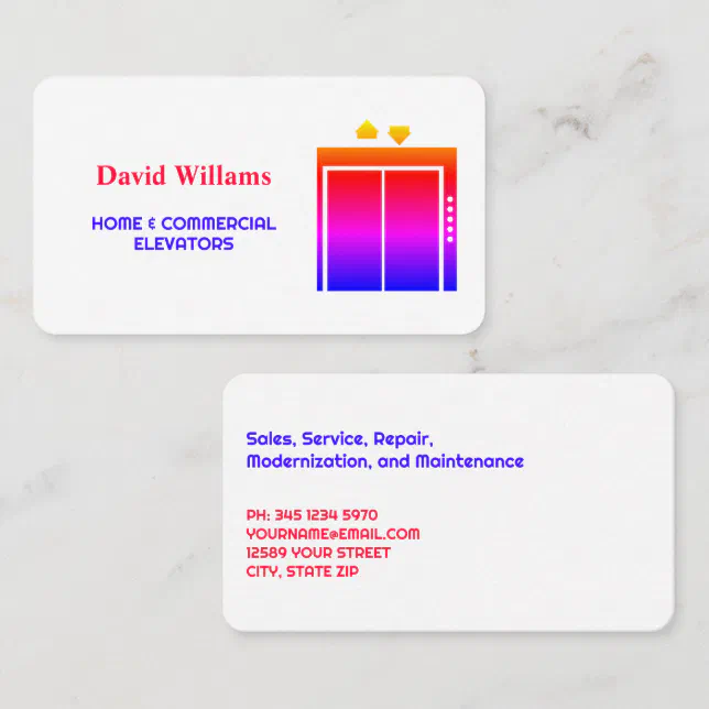 Elevator Service Maintenance Business Card | Zazzle