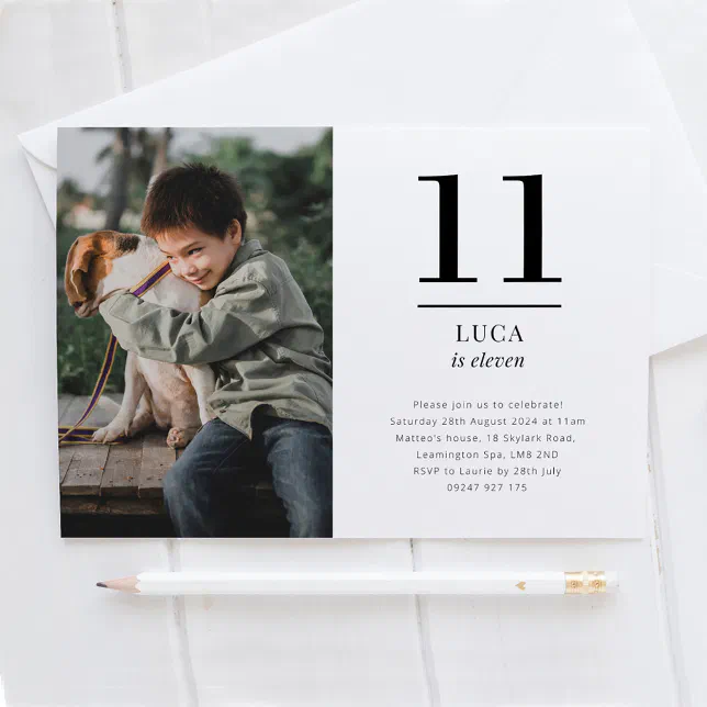 Eleven Landscape Photo Invitation | Zazzle