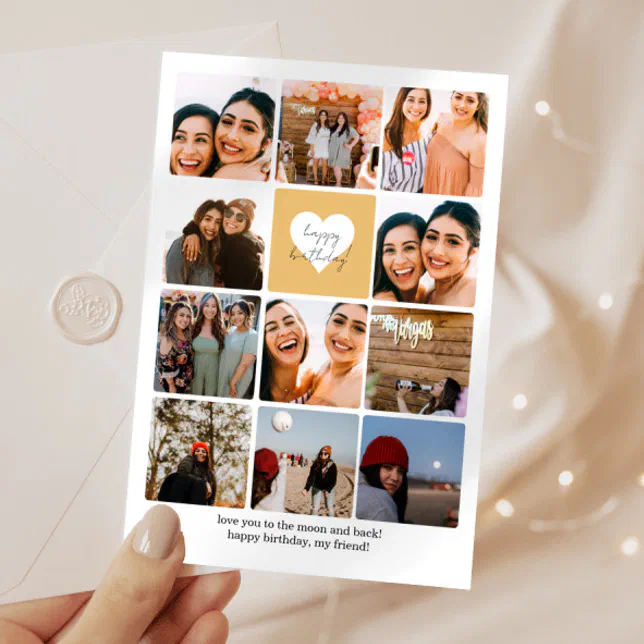 Eleven Photo Collage Best Friend Happy Birthday Card | Zazzle