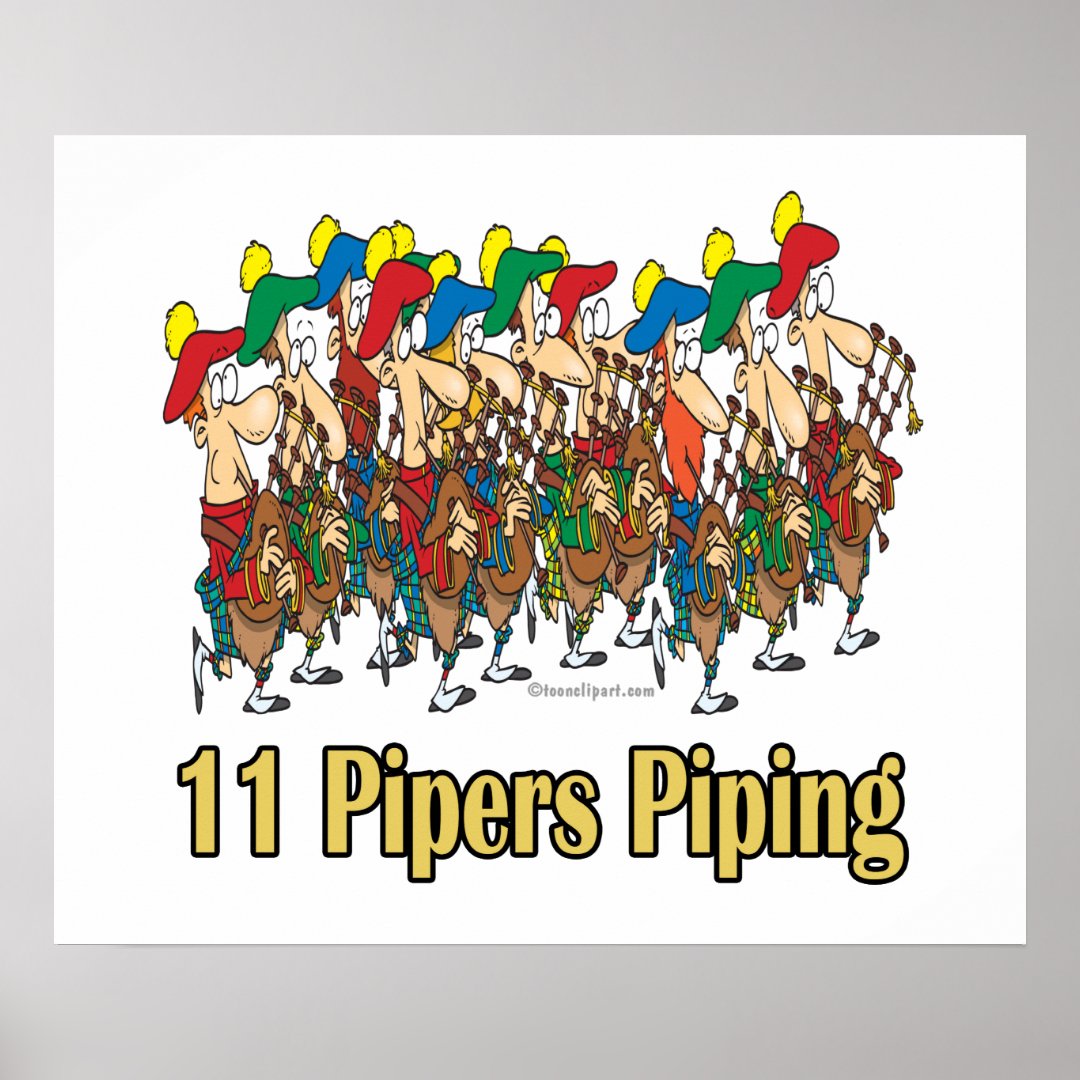 eleven pipers piping 11th day of christmas poster | Zazzle