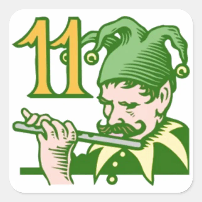 Eleven Pipers Piping Square Sticker | Zazzle