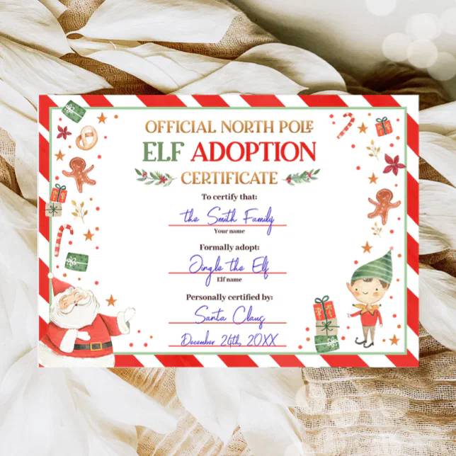 Elf Adoption Certificate Adopt an Elf Christmas Invitation | Zazzle