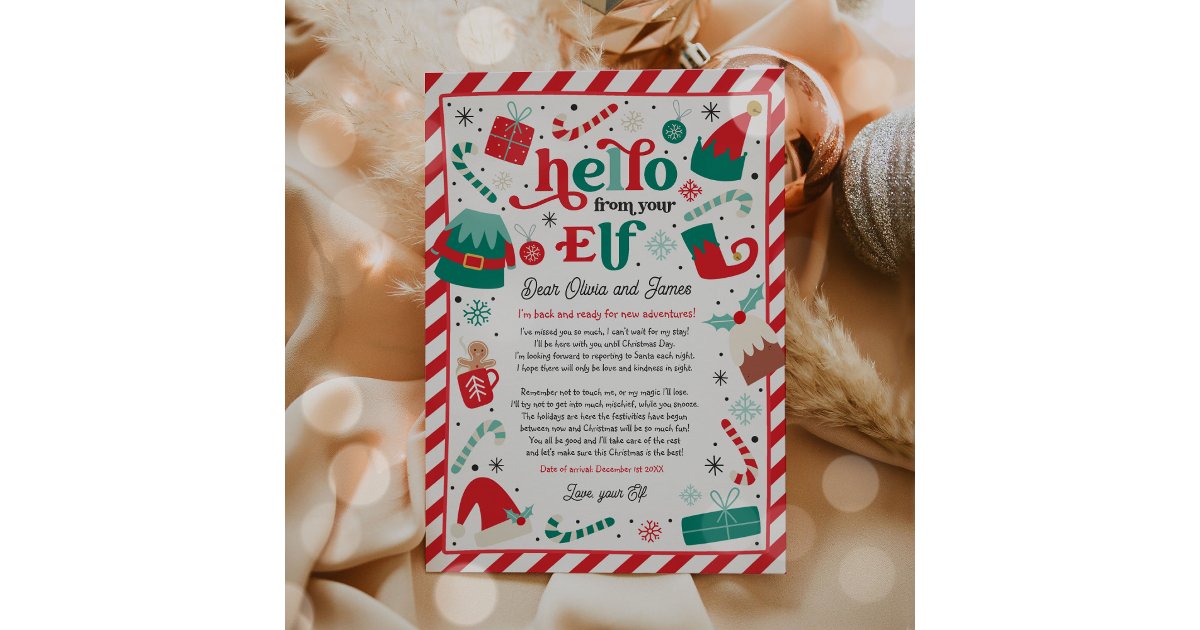 Elf Arrival Letter Hello From Your Elf Elf Notes Invitation | Zazzle