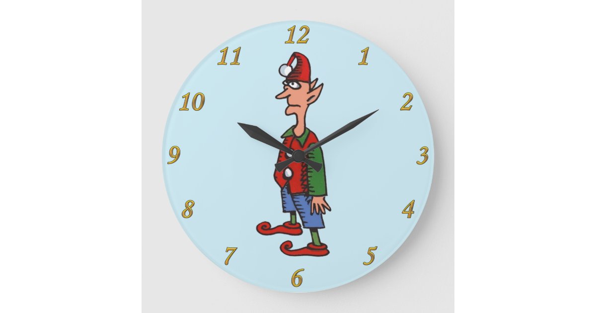 Elf At Attention blue wall clock | Zazzle