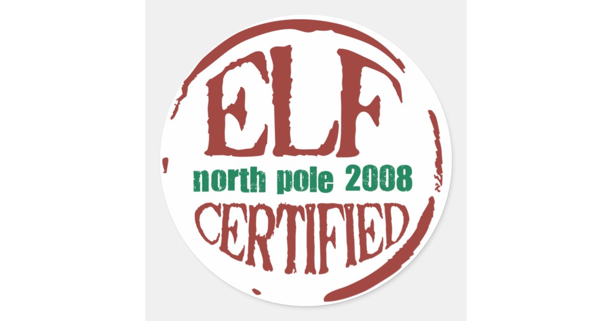 elf certified stamp sticker | Zazzle