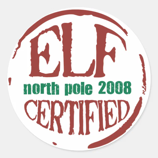 elf certified stamp sticker | Zazzle