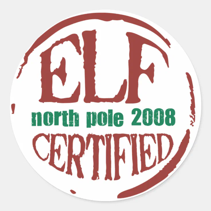 elf certified stamp sticker | Zazzle
