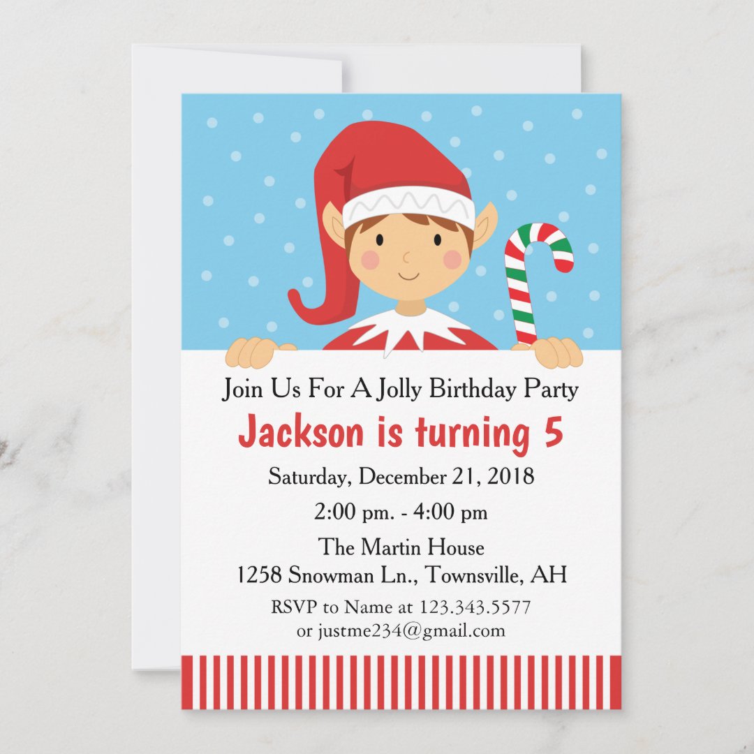 Elf Christmas Birthday Party Invitation | Zazzle