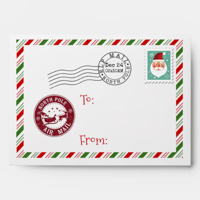 Elf envelope North Pole Santa letter money wallet | Zazzle
