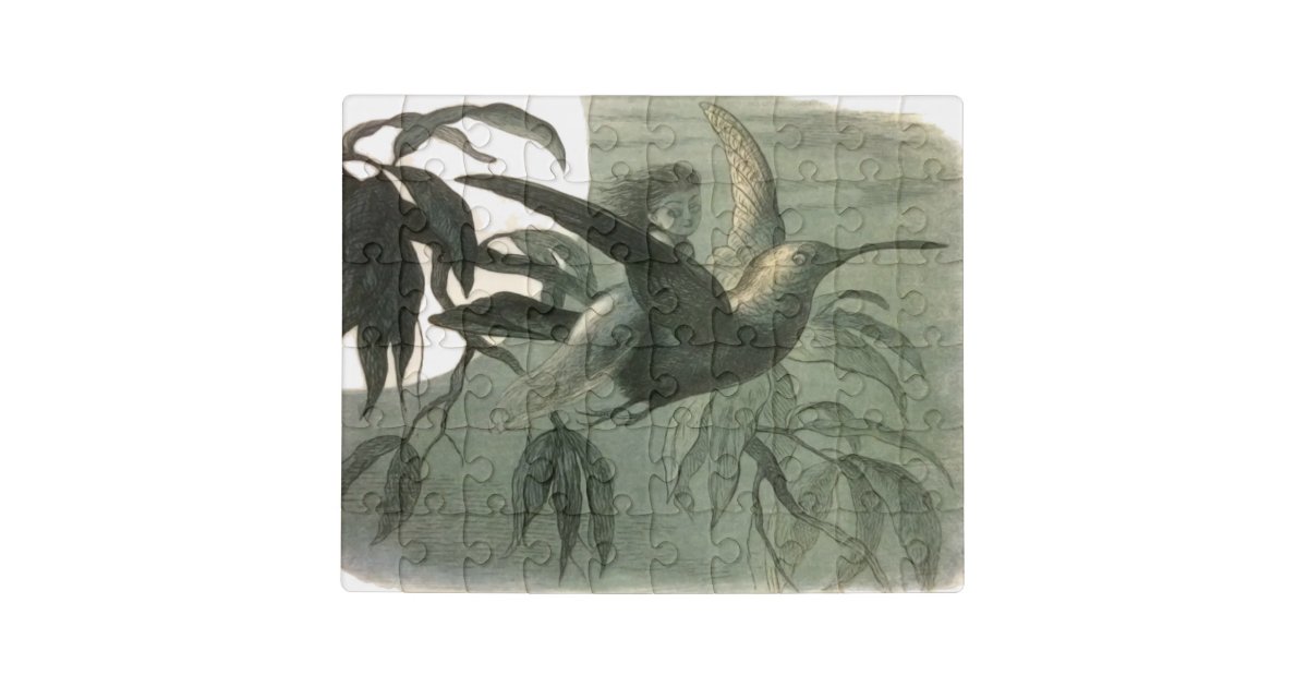 Elf Fairies Elves Moon Night Scene Bird Flying Jigsaw Puzzle | Zazzle