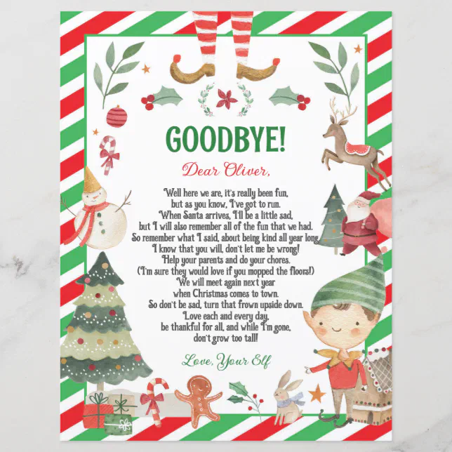 Elf Goodbye Farewell Christmas Letter from Elf | Zazzle
