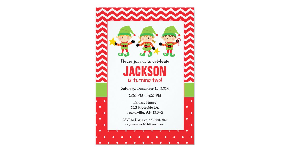 Elf Holiday Birthday Party Invitation | Zazzle.com