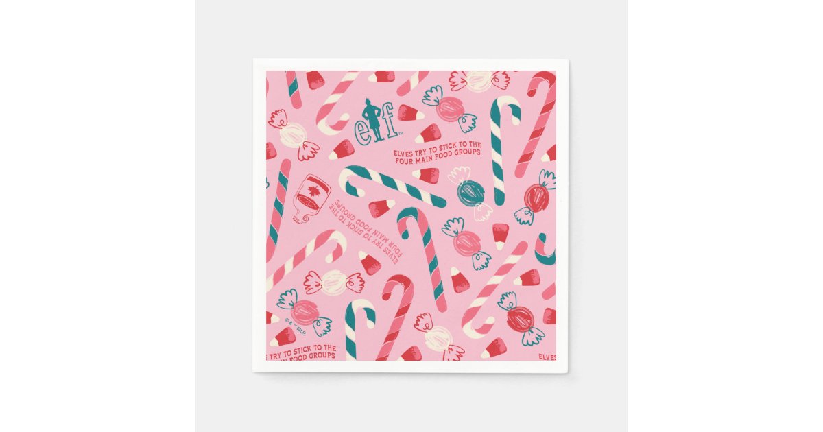Elf Holiday Candy Pattern Napkins | Zazzle