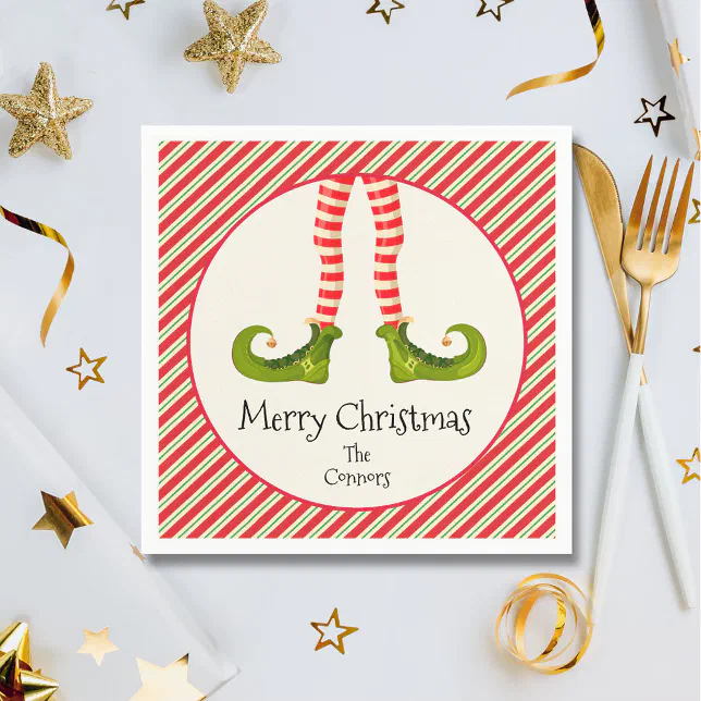 Elf Legs Christmas Holiday Party Napkins | Zazzle