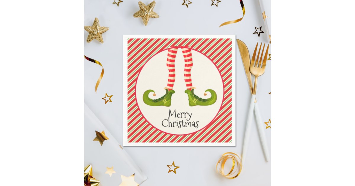 Elf Legs Christmas Holiday Party Napkins | Zazzle