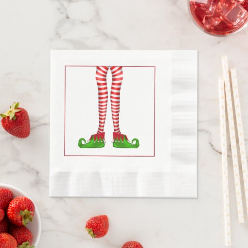 Elf Legs Christmas Napkins | Zazzle