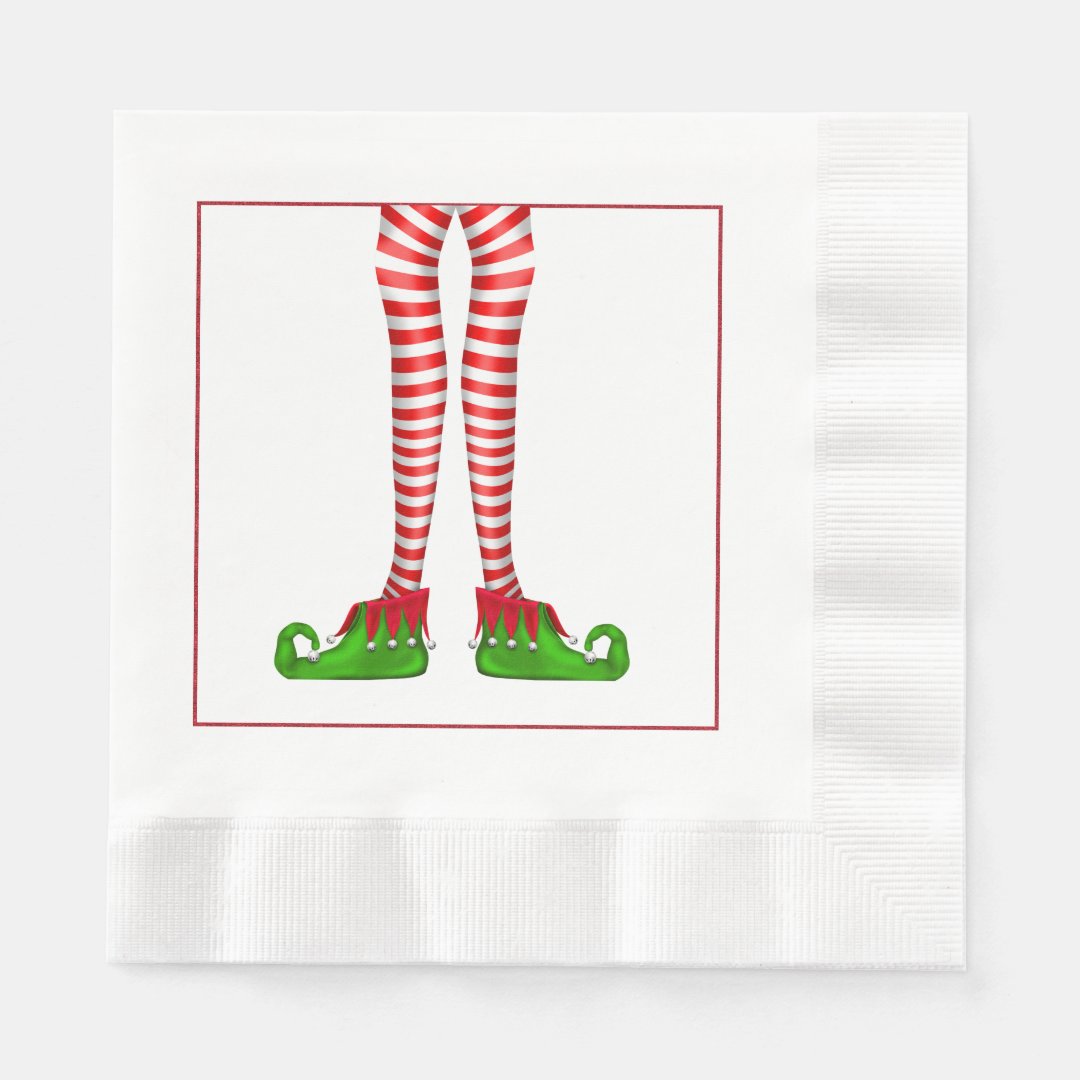Elf Legs Christmas Napkins | Zazzle