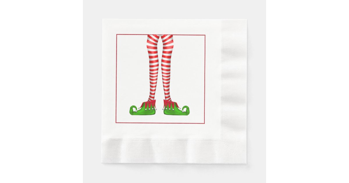 Elf Legs Christmas Napkins | Zazzle