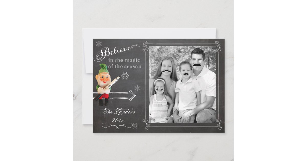 Elf on Shelf | Mustache Holiday Photo Card | Zazzle