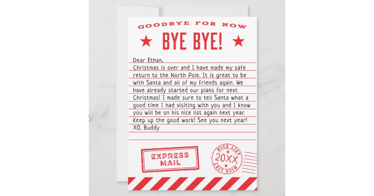 Elf Says Goodbye Holiday Card | Zazzle