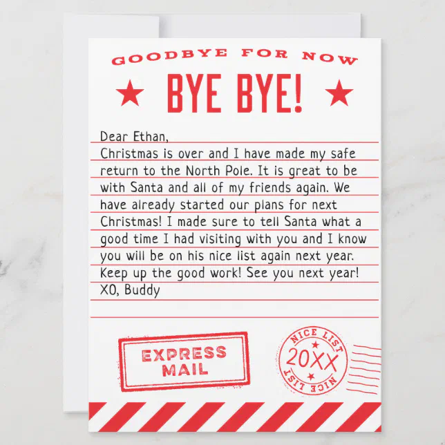 Elf Says Goodbye Holiday Card | Zazzle