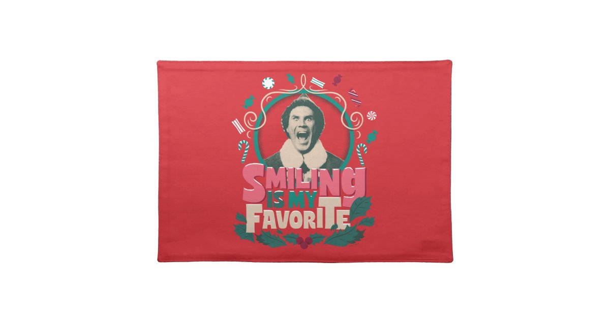 Elf - Smiling is My Favorite Cloth Placemat | Zazzle