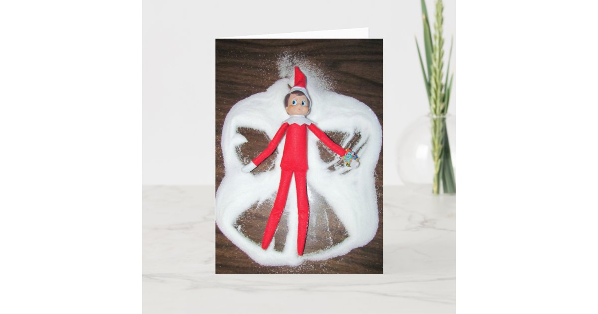 Elf Snow Angel Christmas Card | Zazzle