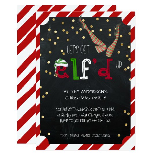 Elf Themed Holiday Christmas Party Invitation | Zazzle.com
