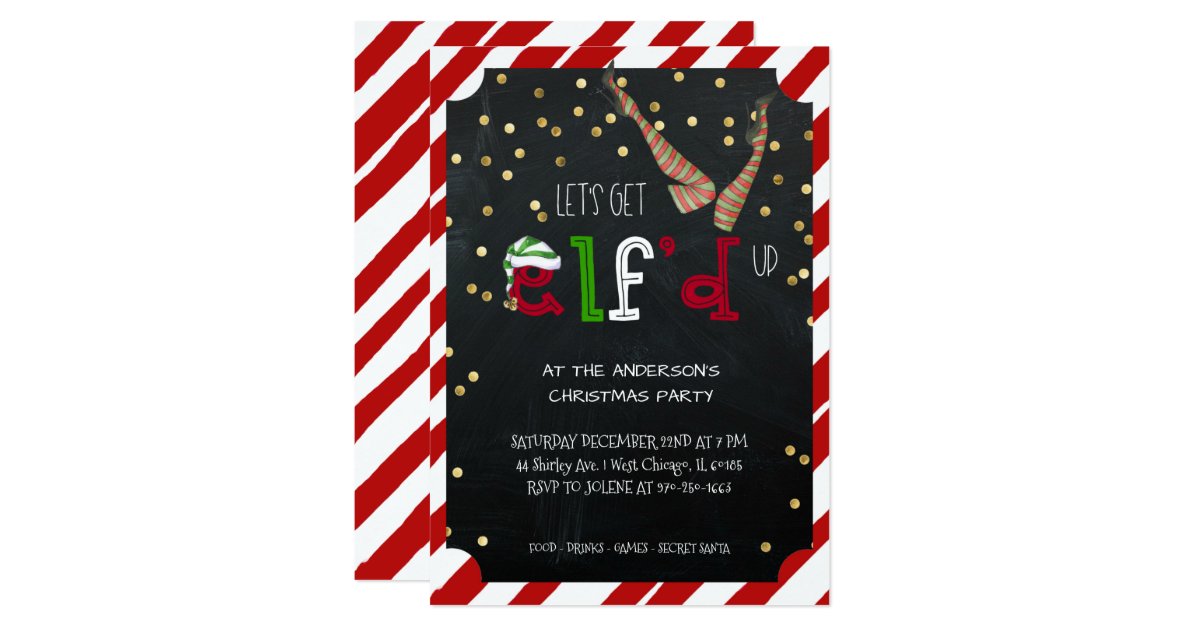 Elf Themed Holiday Christmas Party Invitation | Zazzle.com