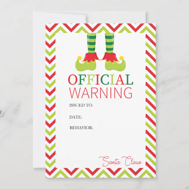 Elf Warning Letter from Santa Claus Invitation | Zazzle