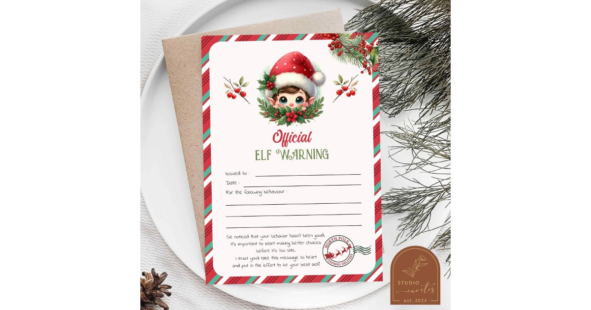Elf Warning Letter Invitation | Zazzle
