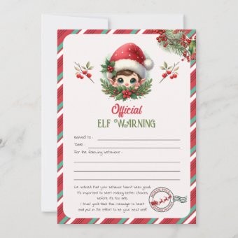 Elf Warning Letter Invitation | Zazzle