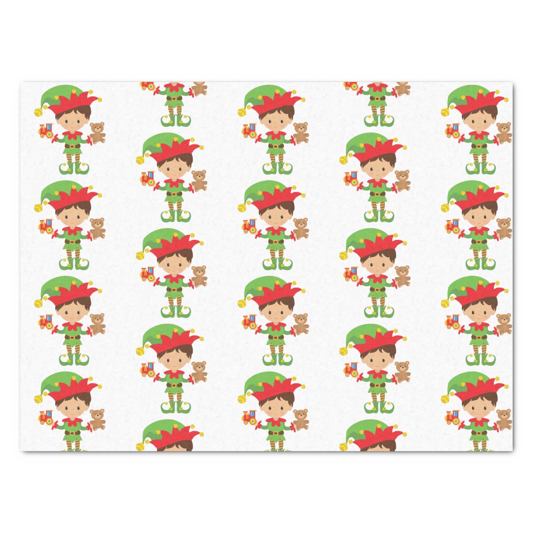 Elf With Gifts and White Background Tissue Paper | Zazzle