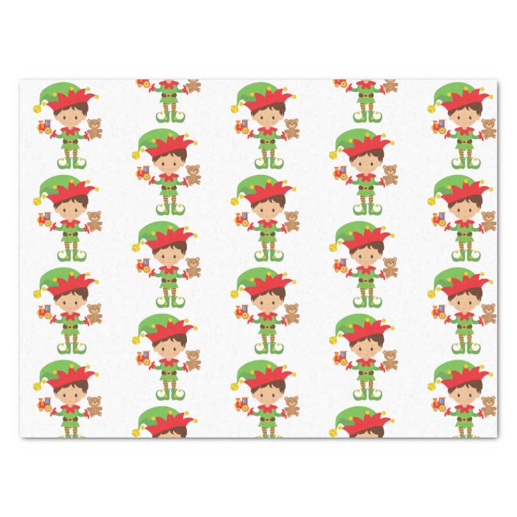 Elf With Gifts and White Background Tissue Paper | Zazzle