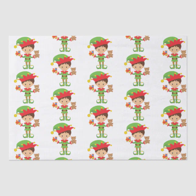 Elf With Gifts and White Background Tissue Paper | Zazzle